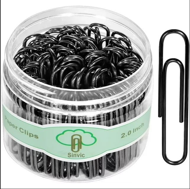 100PCS Black Paper Clips 2" Large (50MM) with Rust-Resistant & Durable ...