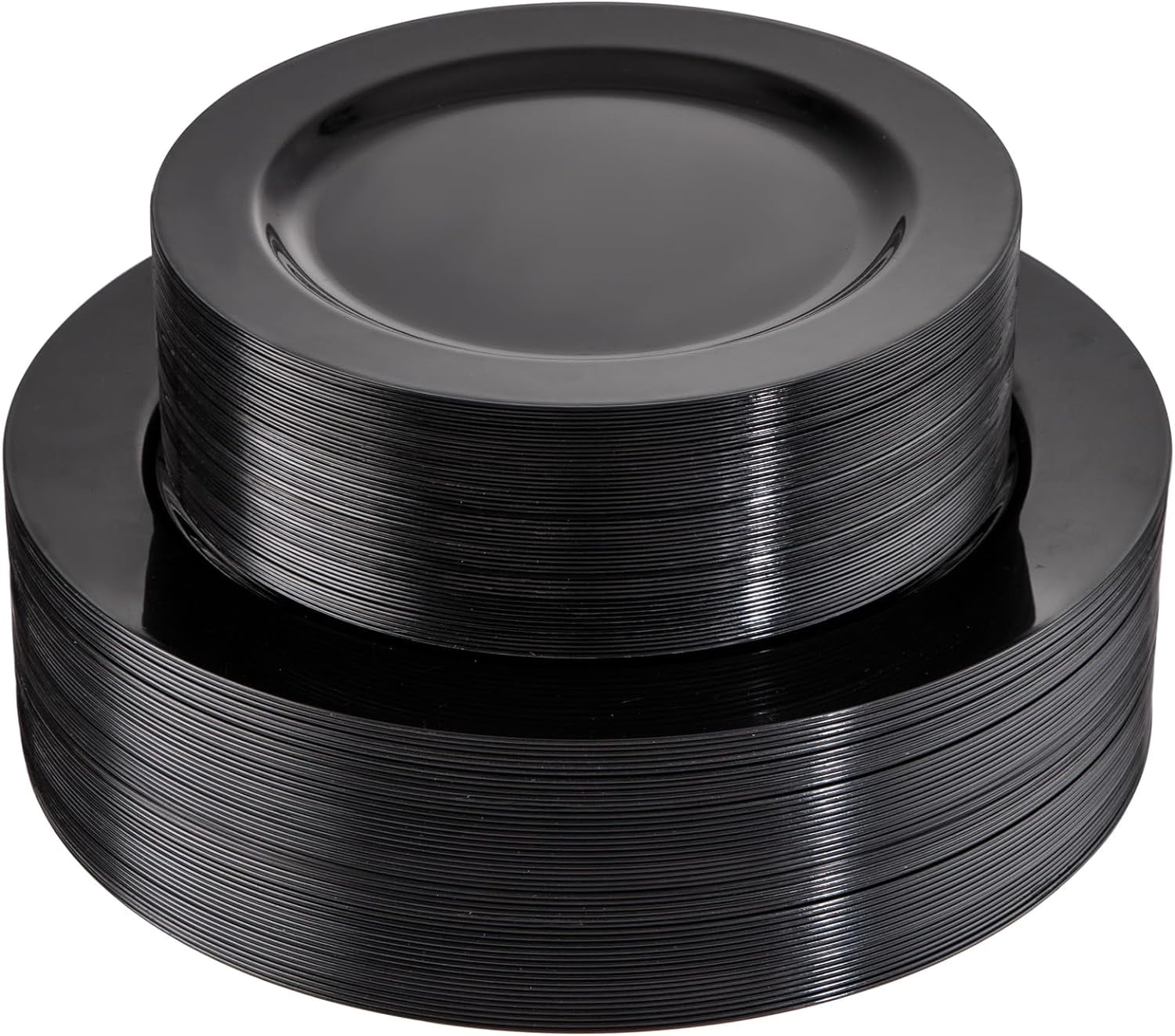 100PCS Black Plastic Plates - Heavy Duty Black Disposable Plates for ...