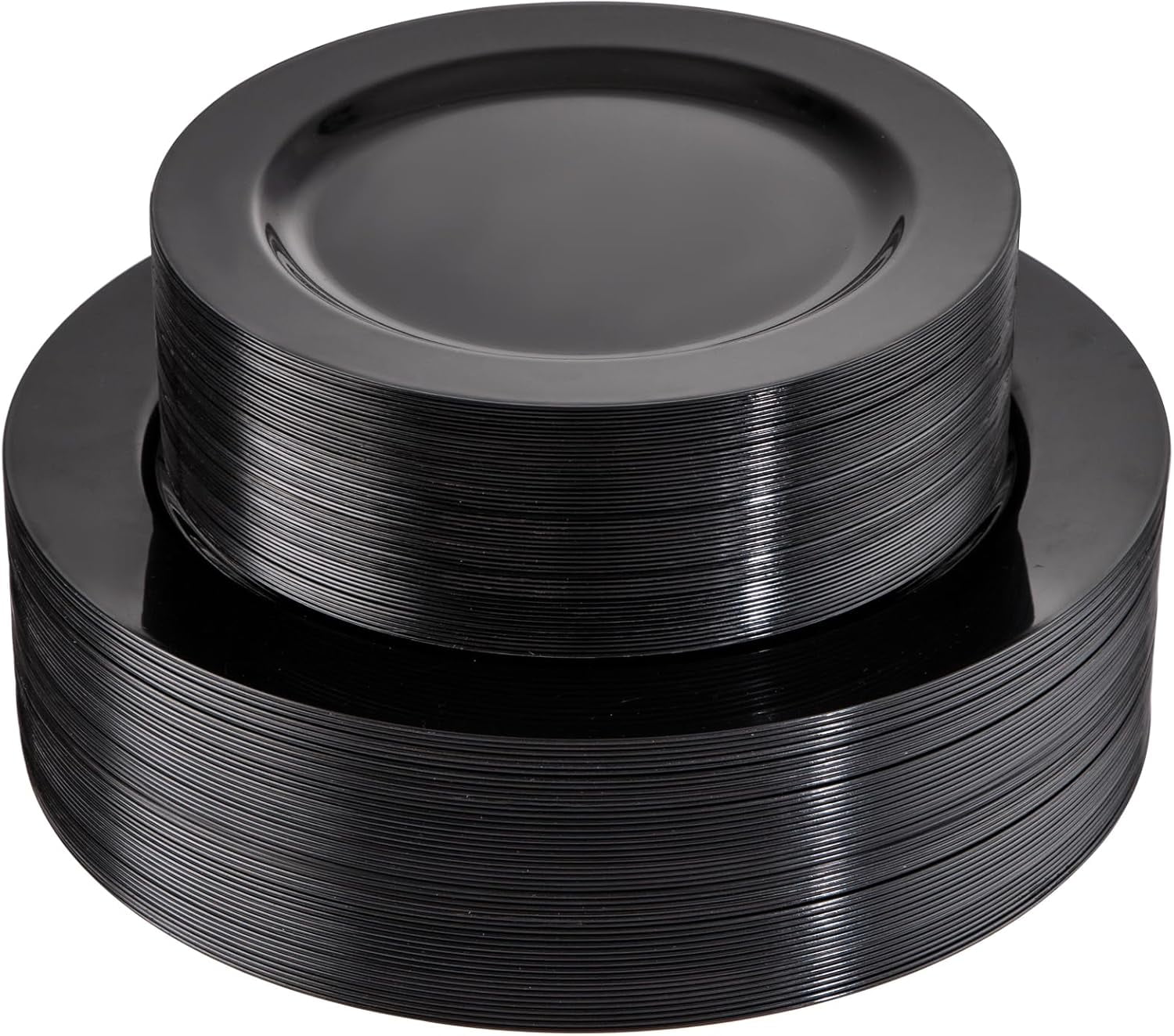 100PCS Black Plastic Plates - Heavy Duty Black Disposable Plates for ...