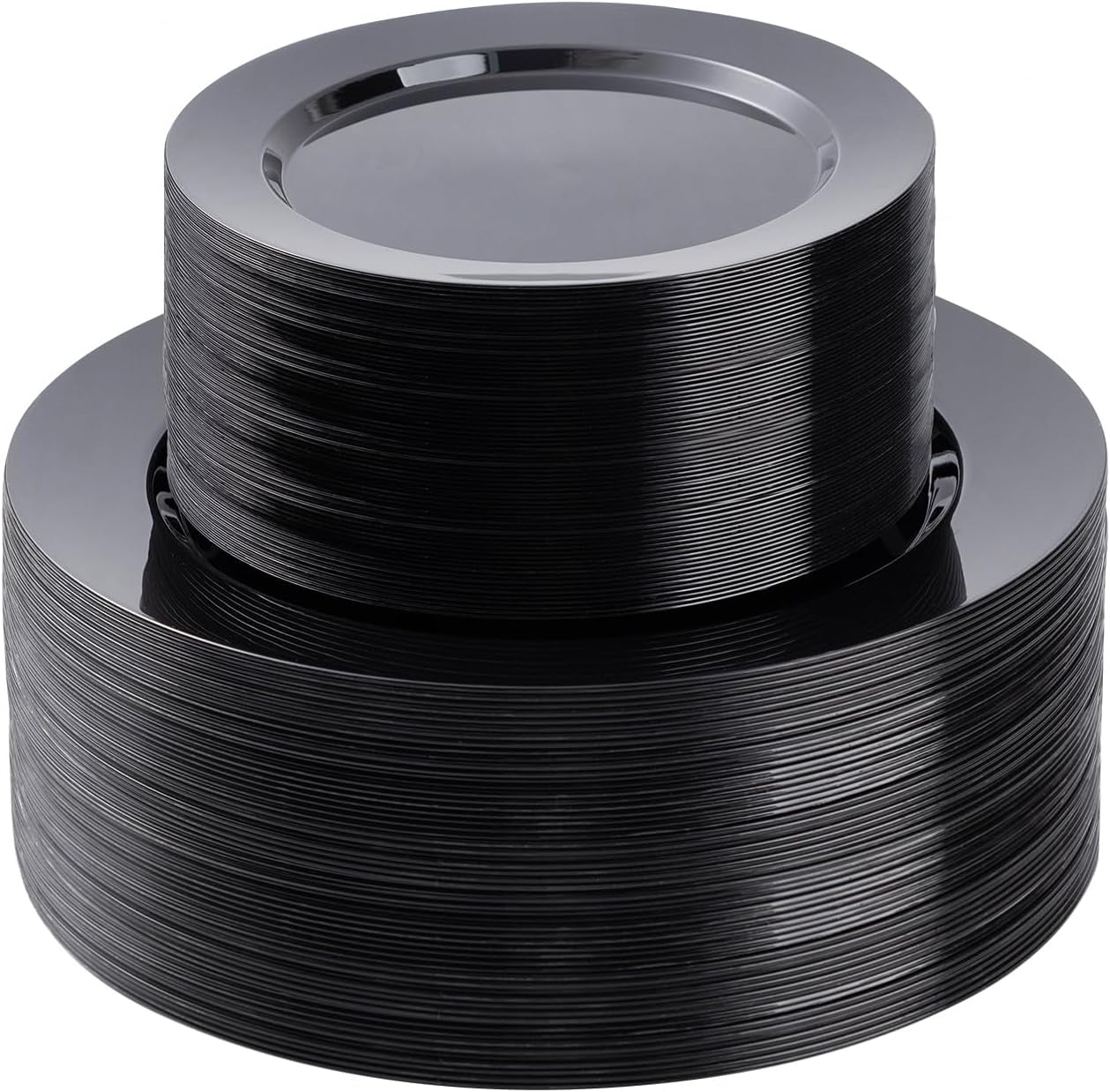 100PCS Black Plastic Plates Set, 50 10.25 inch Dinner Plates and 50 7.5 ...