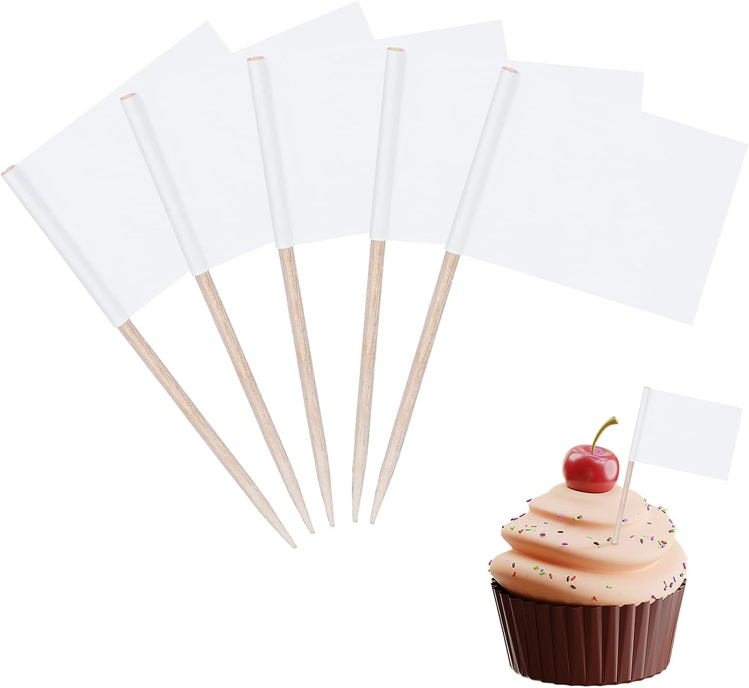 100PCS Blank Toothpick Flags Cupcake Toppers Decorations for Party ...