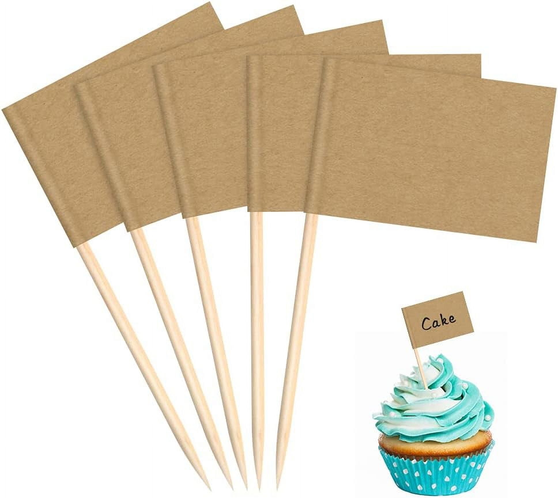 100PCS Blank Toothpick Flags Kraft Paper Food Labels (3.5 * 2.5cm ...