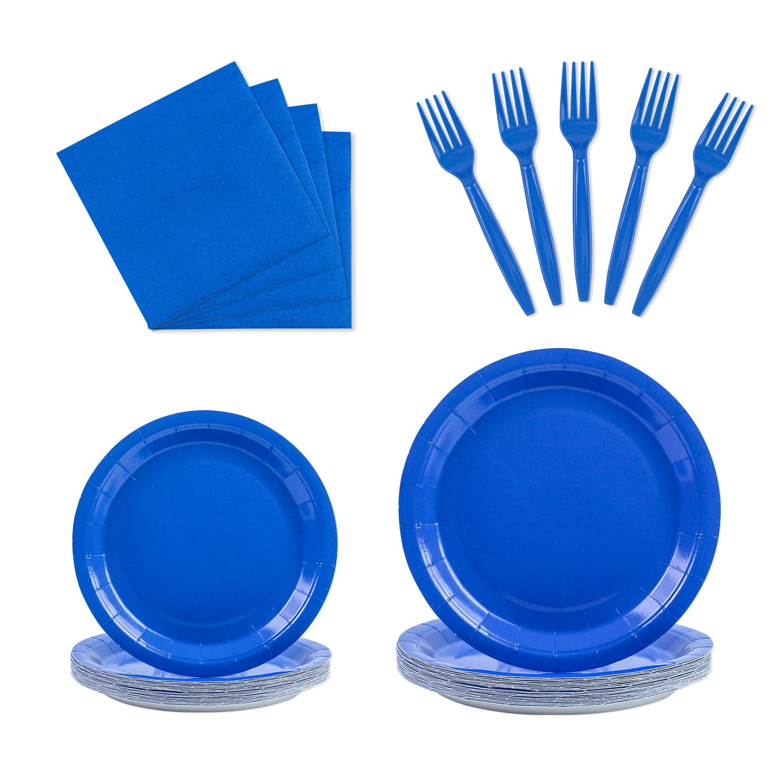 100PCS Blue Paper Plates KEF16 Disposable Party Tableware Set Includes ...