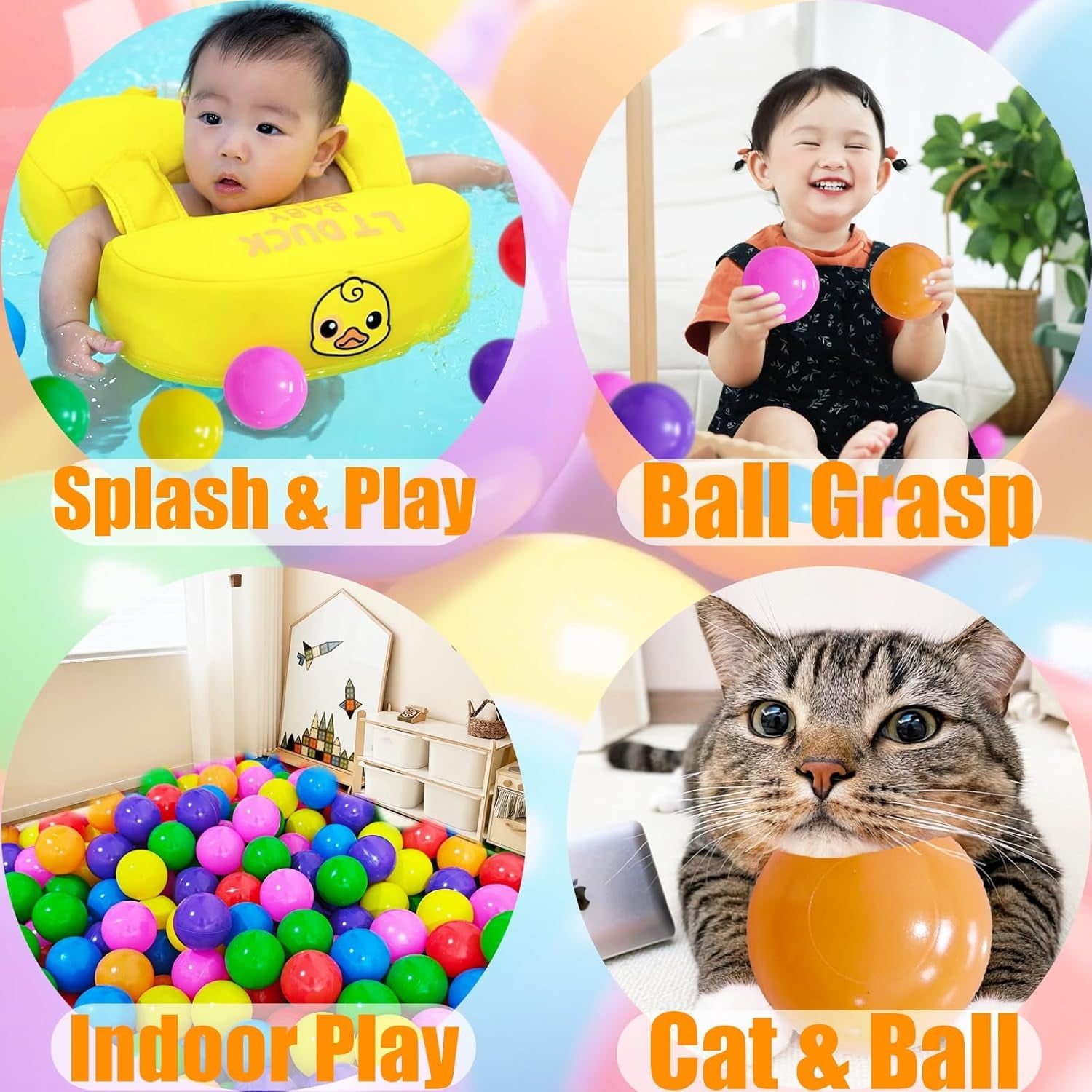 100PCS Boys Ball Colorful Fun Plastic Ball Pit Balls for Babies Boys ...