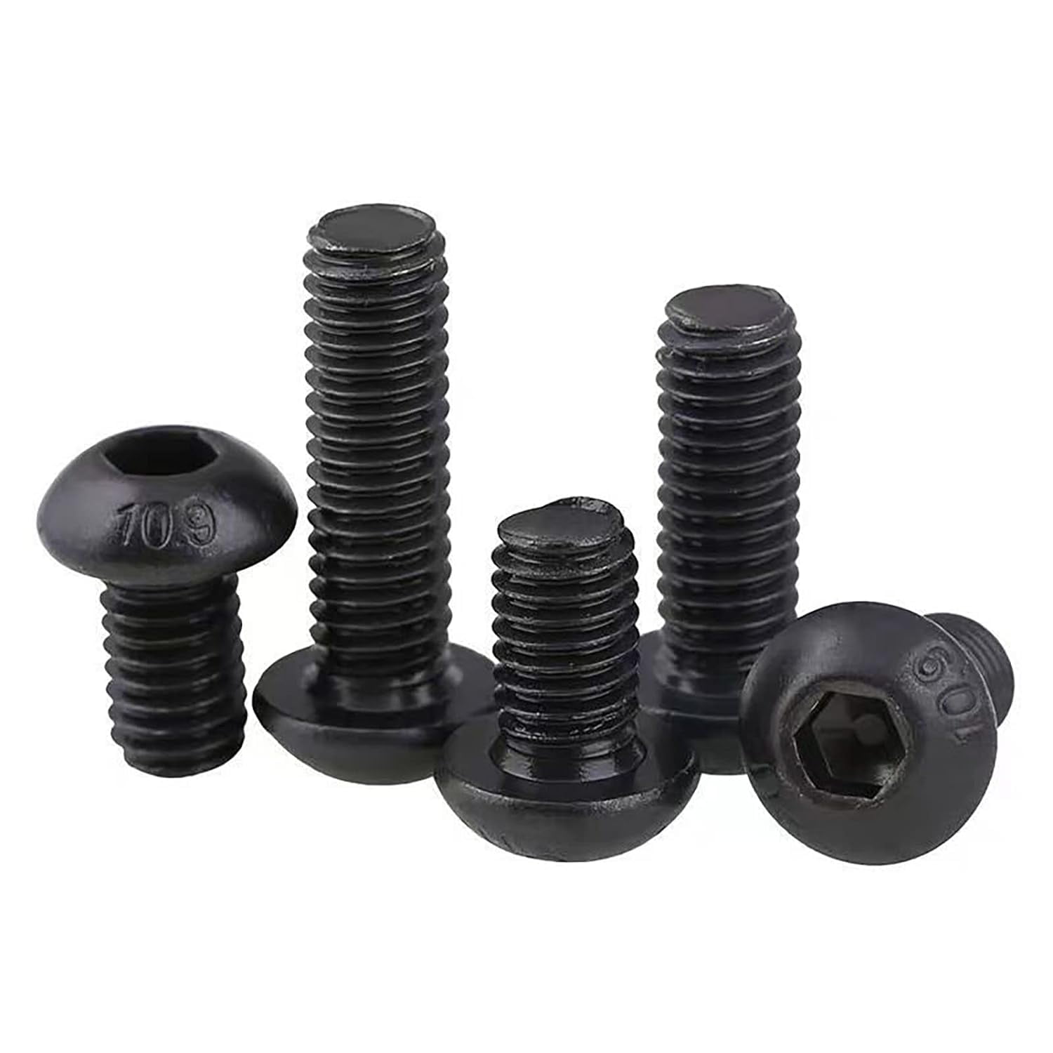 100PCS Button Head Hex Socket Cap Screws Bolts, Black Grade 10.9 Alloy ...