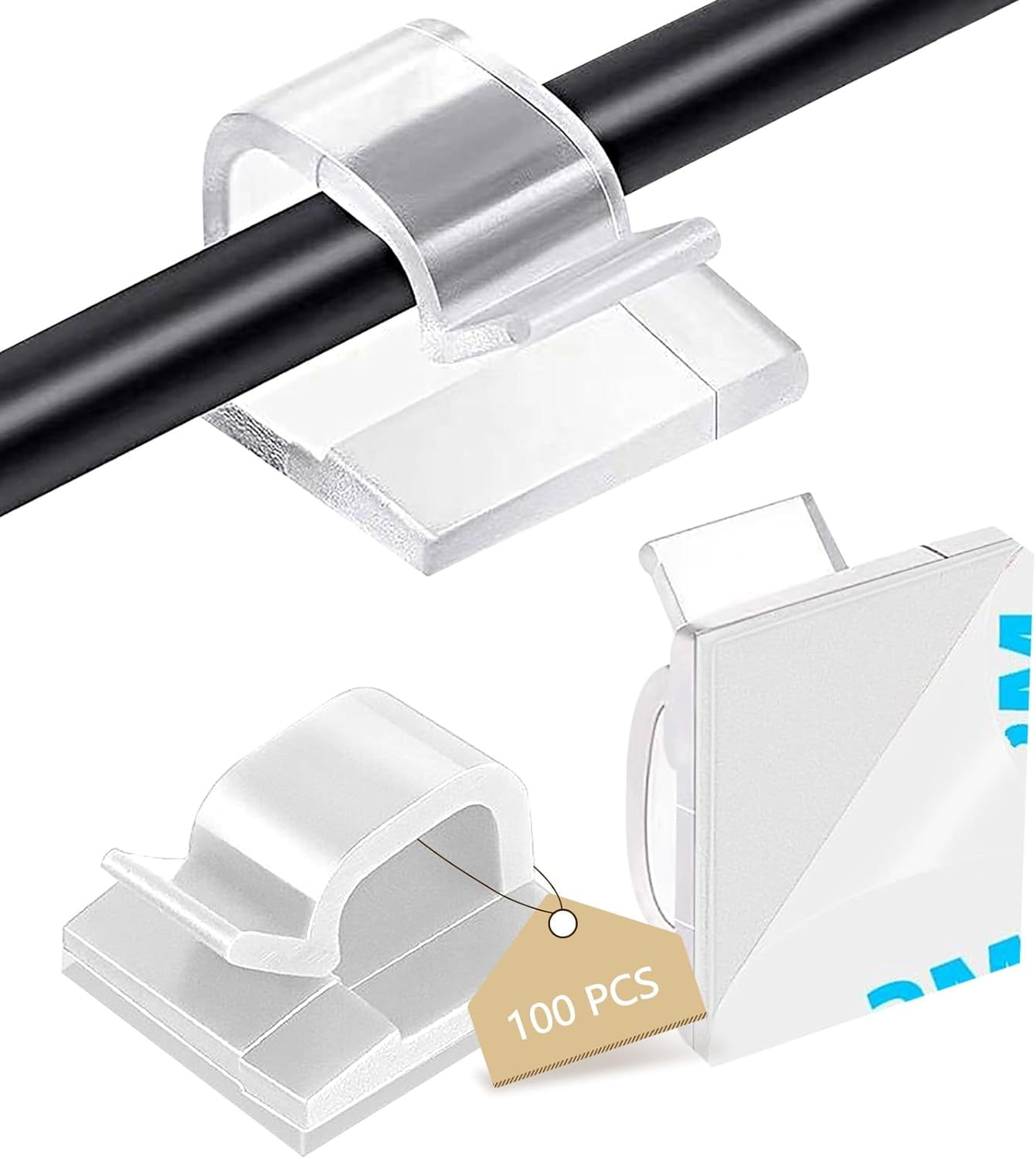 100PCS Cable Clips, Adhesive Wire Clips Organizer Cord Clips Management ...