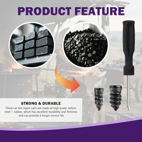 100PCS Car Tire Plug Kit,Practical Tire Screw Plug Repair Kit with ...