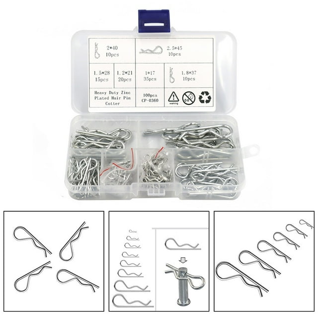 100PCS Carbon Steel Zinc Plated R Hitch Pin Tractor Clip Cotter For Car ...