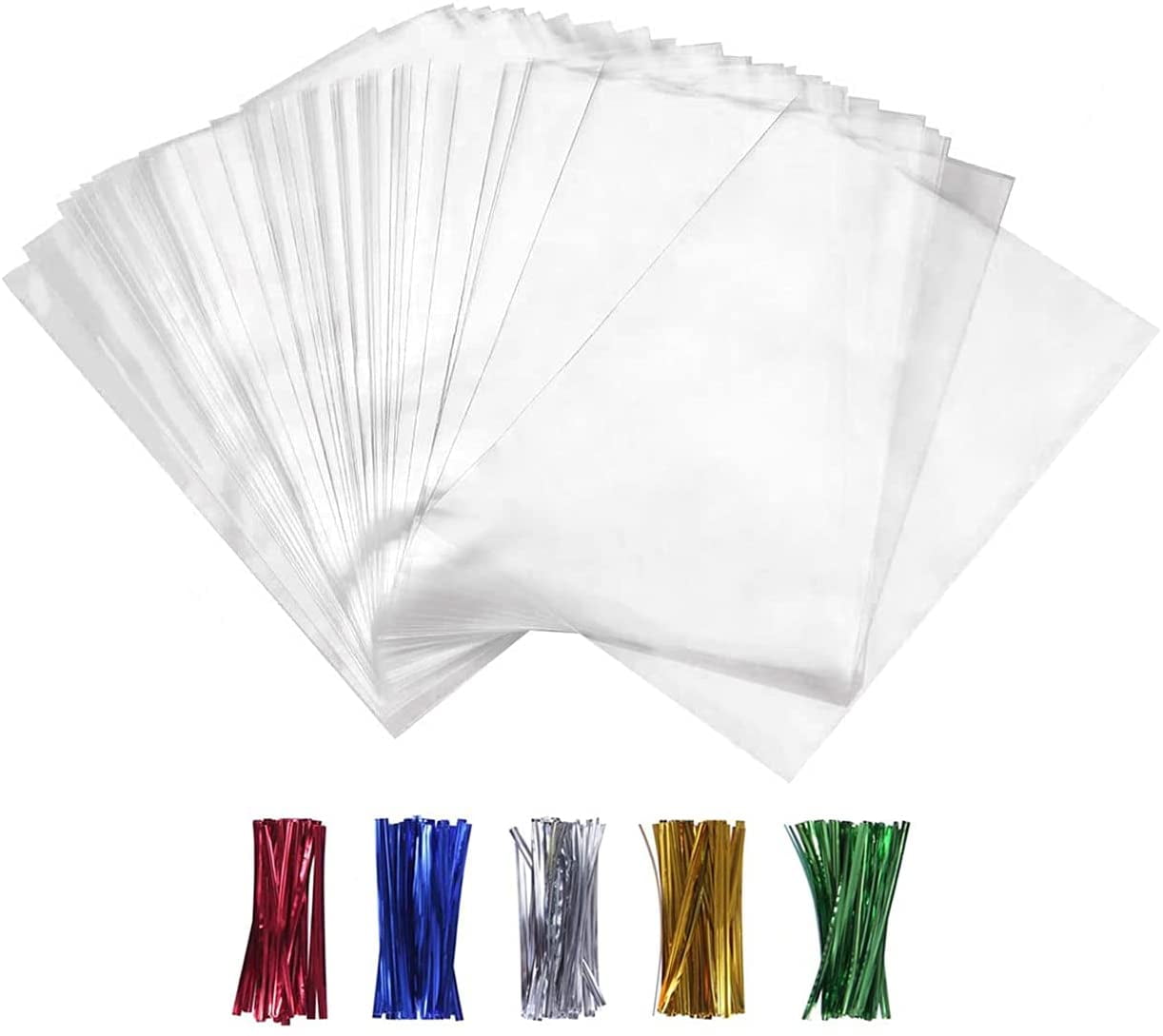 100PCS Cellophane Bags Clear Plastic Cello Bags 4x6 with 4" Twist Ties ...