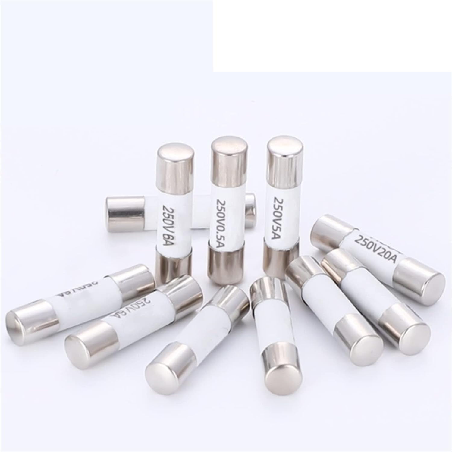100PCS Ceramic Fuse Tube 5 * 20mm 6 * 30mm Fast Blow Tube Fuses 250V 0.5/1/2/3/4/5/6/8/10/15/20 ...