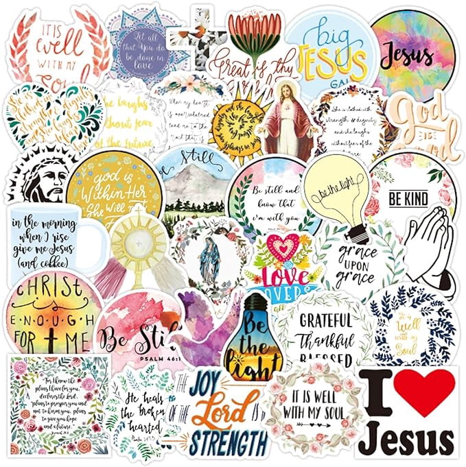 100PCS Christian Stickers Religious,Variety Bible Faith Stickers ...