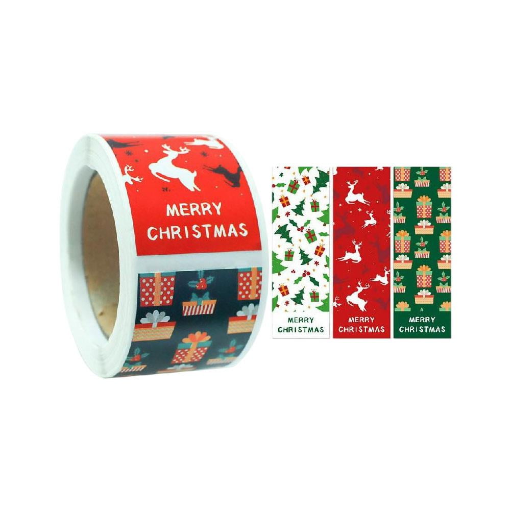 100PCS Christmas Gift Sticker Roll, Self-Adhesive Holiday Labels for ...