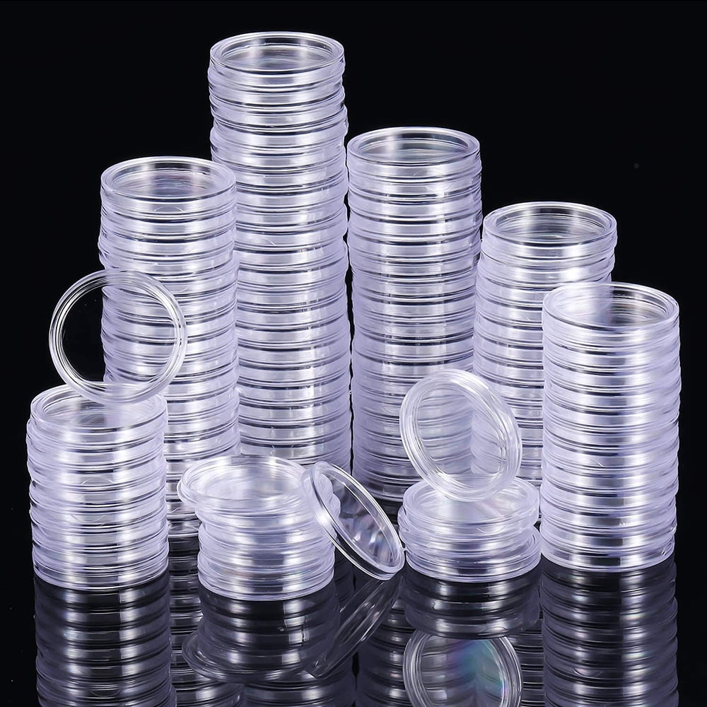 100PCS Clear Coin Capsules Coin Case Holders 27mm Containers Storage ...