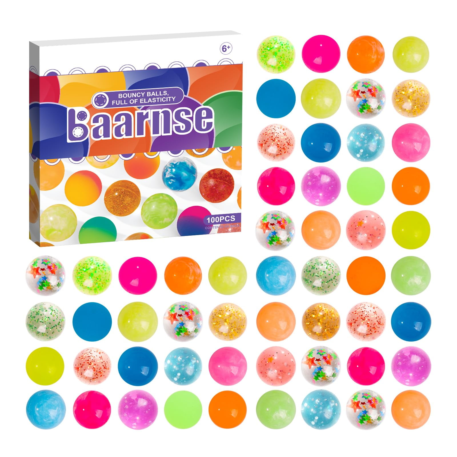100PCS Colorful Small Bouncy OIF8 Balls Bulk with Gift Box Mixed Colors ...