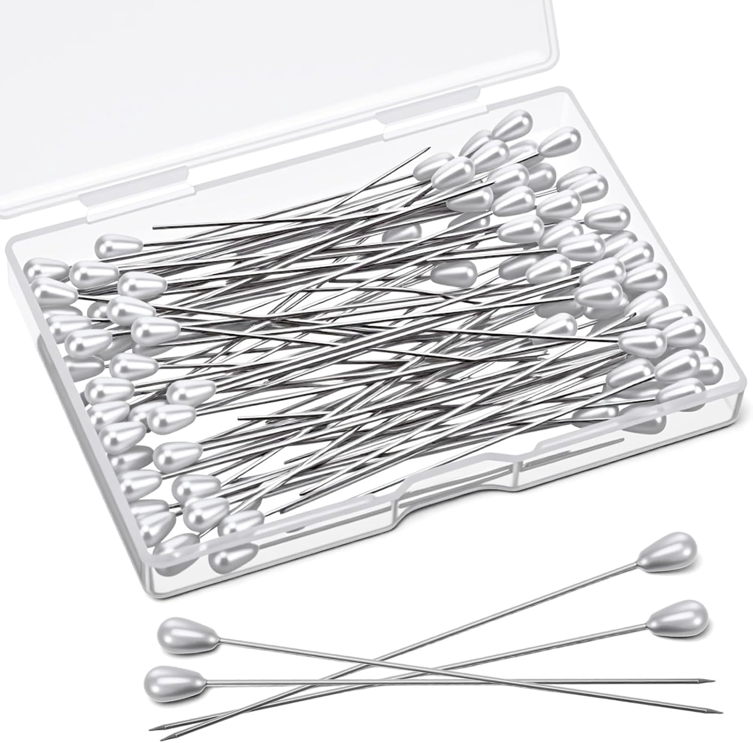 100PCS Corsage Pins, 3 Inch Long Teardrop Pearl Head Pins, Boutonniere ...