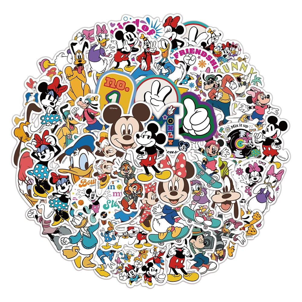 100PCS Cute Mickey Mouse Mixed Stickers, DIY Decals for Phones, Laptops ...