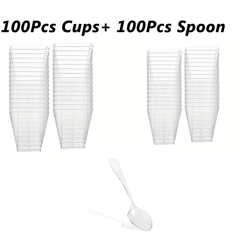 100PCS Disposable Plastic Dessert Cups Plastic Transparent Dessert Cups ...