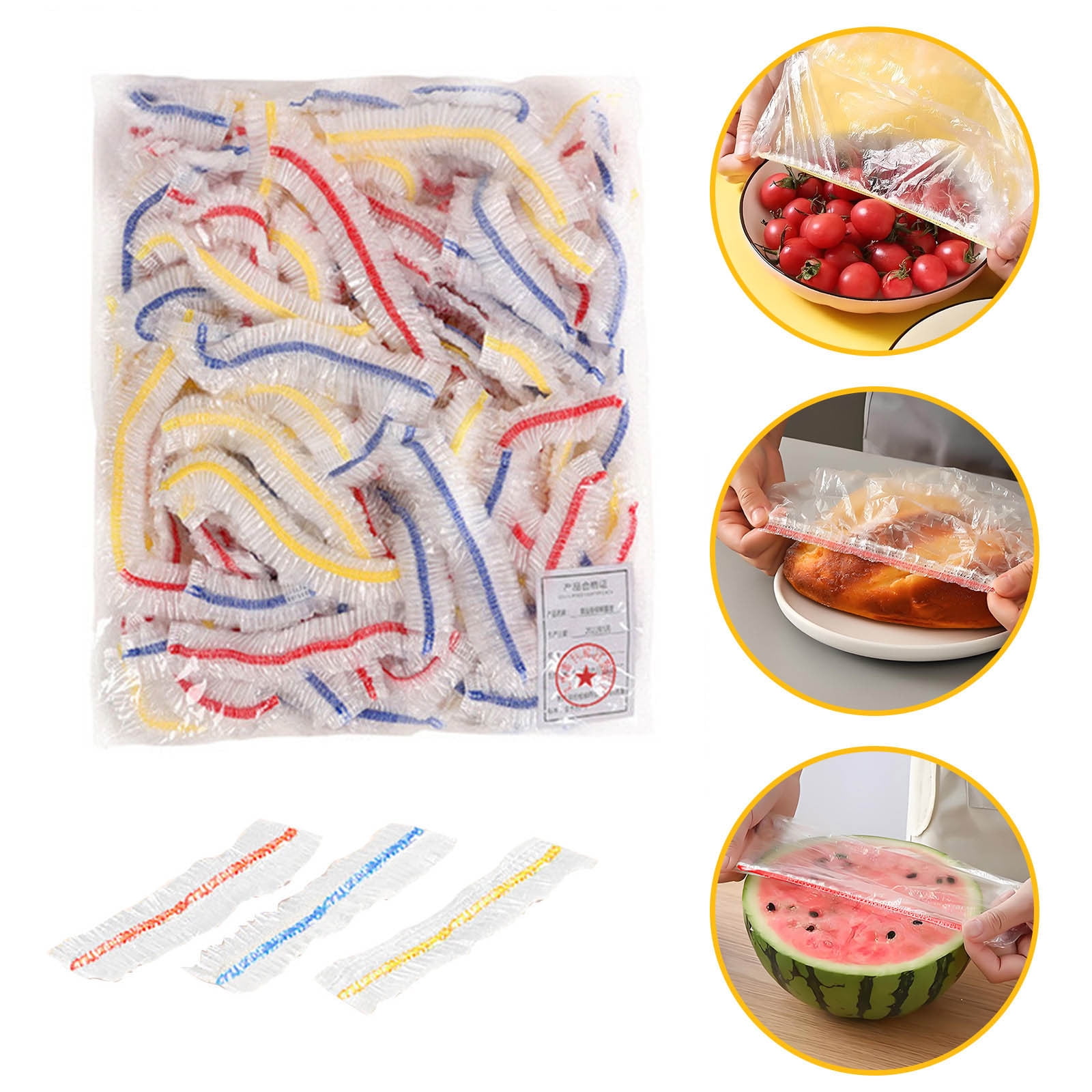 100PCS Disposable Plastic Food Cover Wrap Elastic Food Lids ...