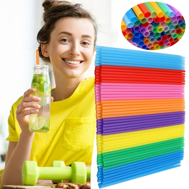 100PCS Disposable Plastic Straw Flexible Straw For Banquet Bar Drinks ...