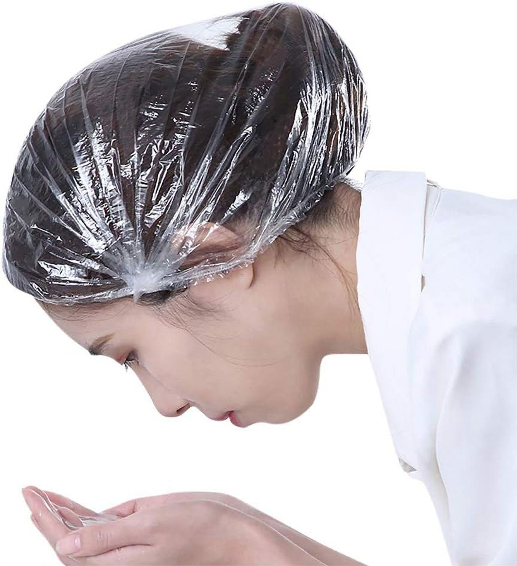 100PCS Disposable Shower Caps, Plastic Elastic Bath Cap, Thicker ...