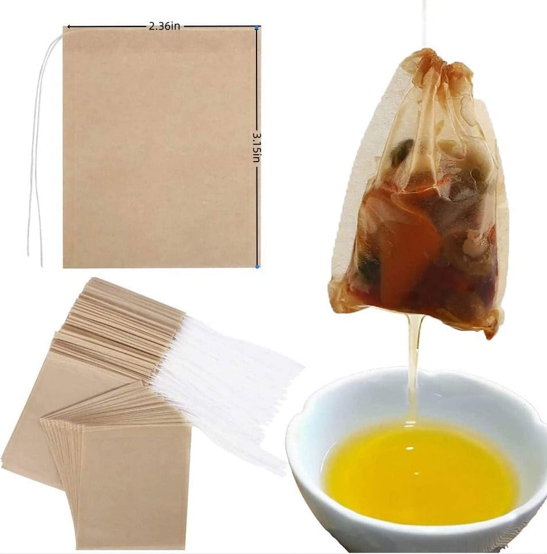 100PCS Disposable Tea Filter Bags with Drawstring, TRIANU Tea Bags for ...