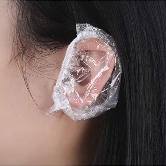 100PCS Ear Protector Caps Disposable Elastic Clear Shower Water Ear ...