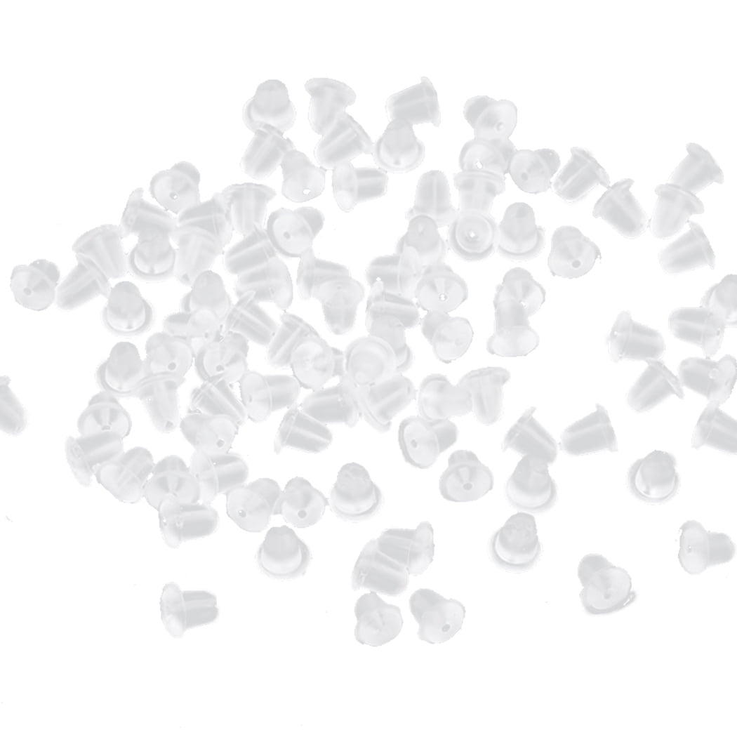 100PCS Earring Stopper Silicone Earring Back Soft Clear Earring Parts ...