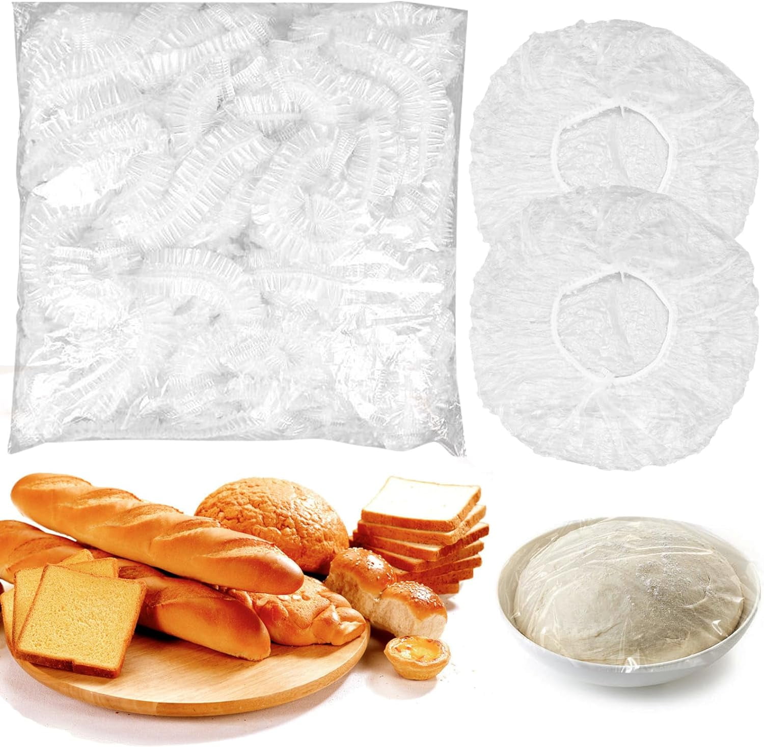 100PCS Elastic Food Storage Covers - Reusable Stretch Plastic Wrap Bowl ...