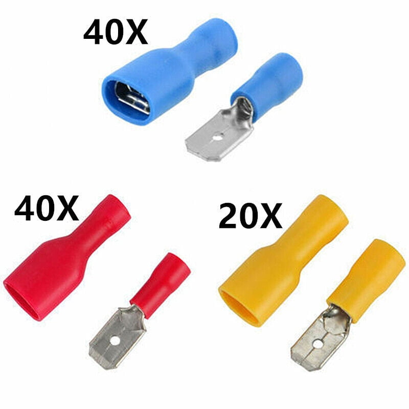 100PCS Electrical Wire Connectors Insulated Spade Male Female Crimp ...