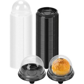 50 Pack Mini Cake Containers, Clear Plastic Small Cupcake Boxes with ...
