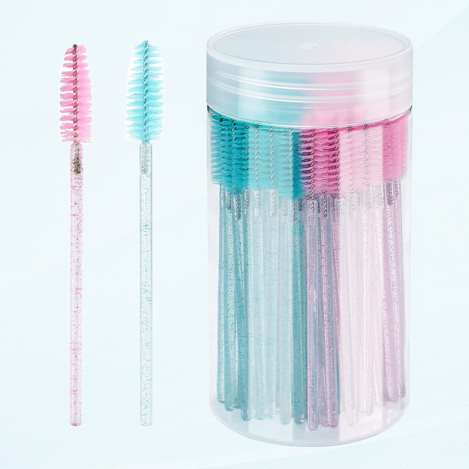 100PCS Eyelash Brushes,with Container, Bendable Disposable Eyebrow ...