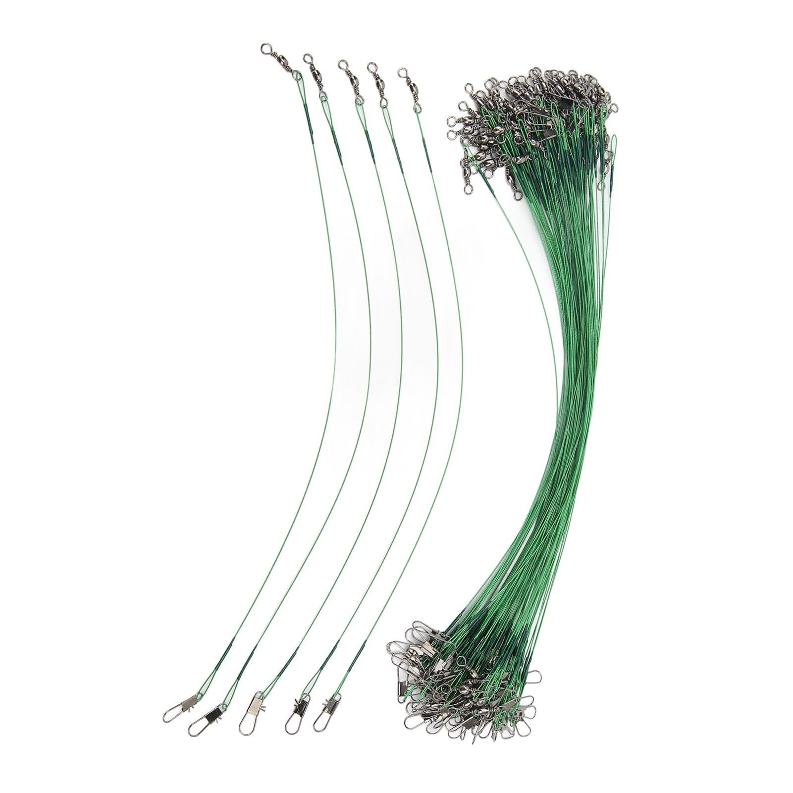 100PCS Fishing Leader Swivels Snap Anti Corroison Hard Steel Wire ...