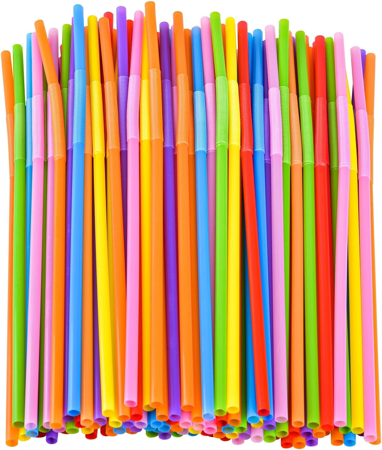 100PCS Flexible Plastic Straws, Colorful Disposable Bendy Party Fancy ...