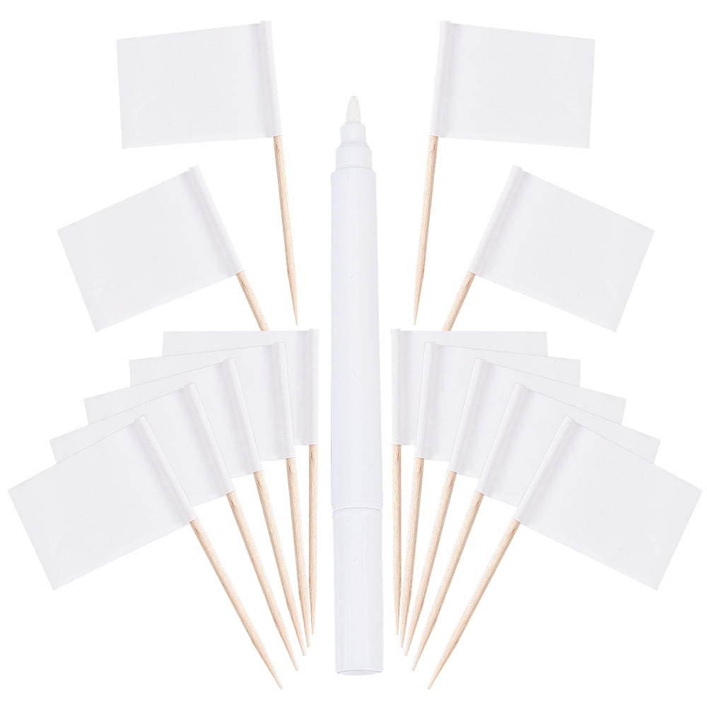 100PCS Food Flags Cheese Labels Blank Toothpick Flag Paper Card White ...