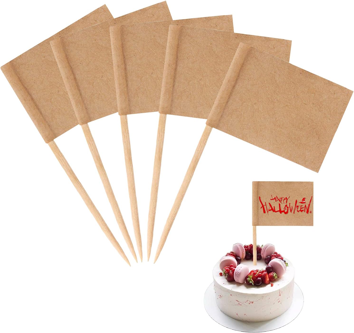 100PCS Food Flags Kraft Paper Food Labels Blank Use for Party Food ...