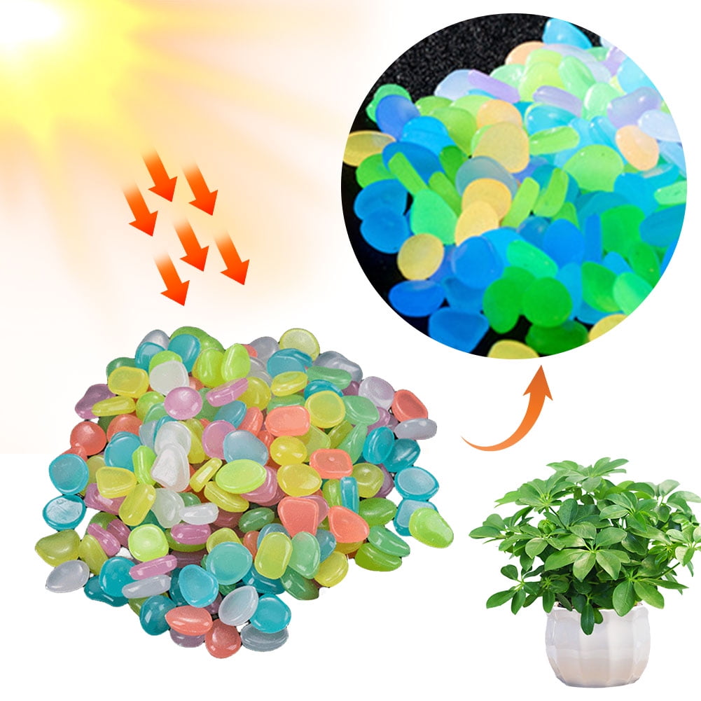 100PCS Glow Pebbles, Colorful Glow in The Dark Rocks Powered by Light ...