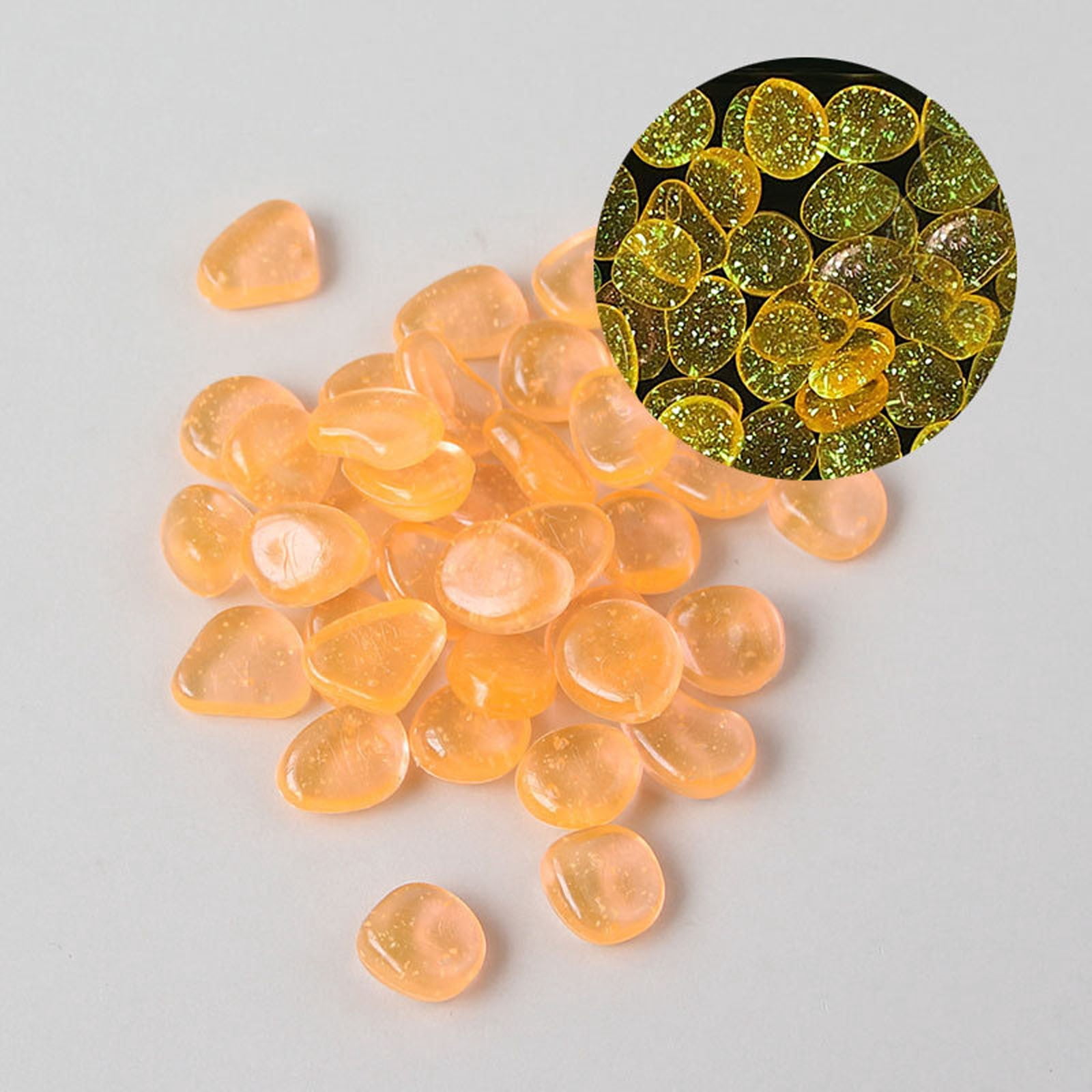 100PCS Glowing Stones with Luminescent Particles, Resin Glow in the ...