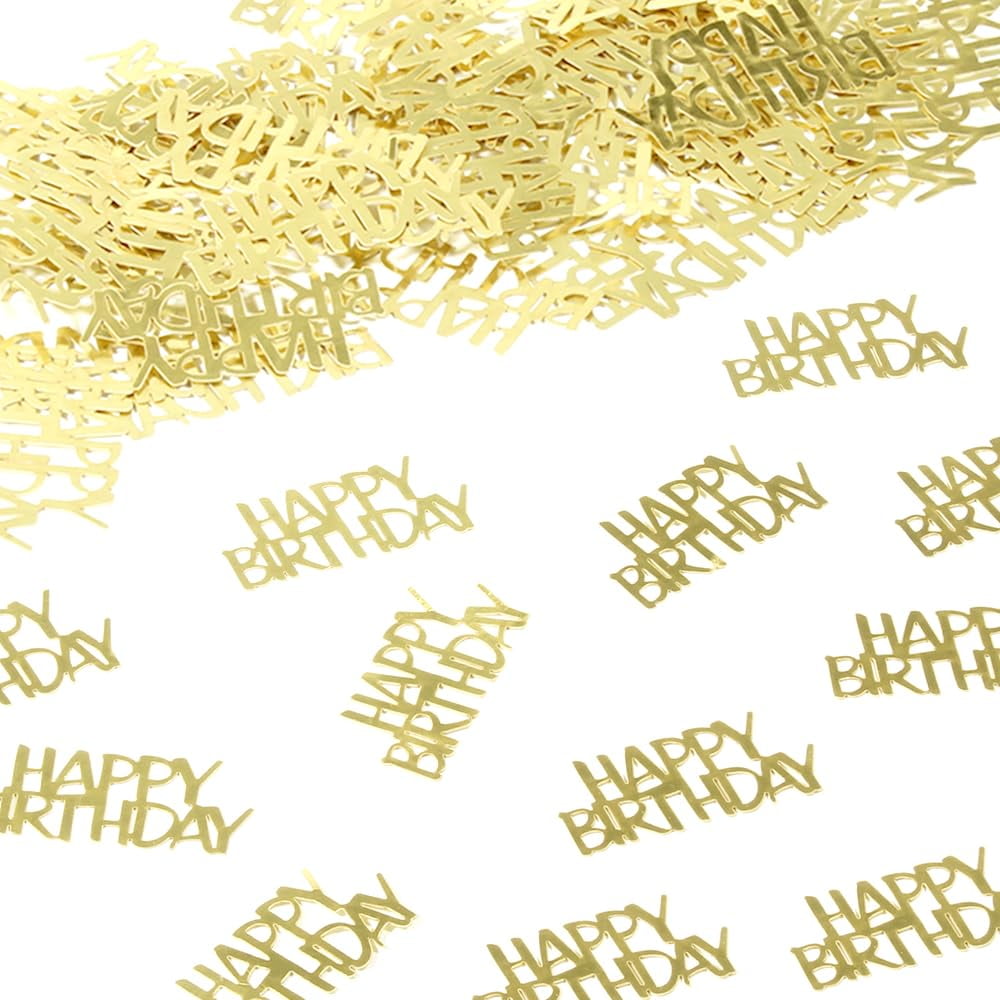 100PCS Gold Birthday Confetti Party Supplies, Happy Birthday Table ...