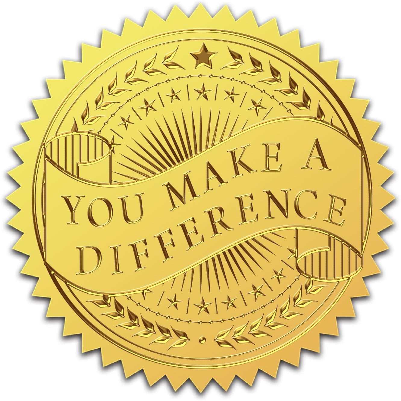 100PCS Gold Foil Certificates Stickers You Make A Difference Embossed ...