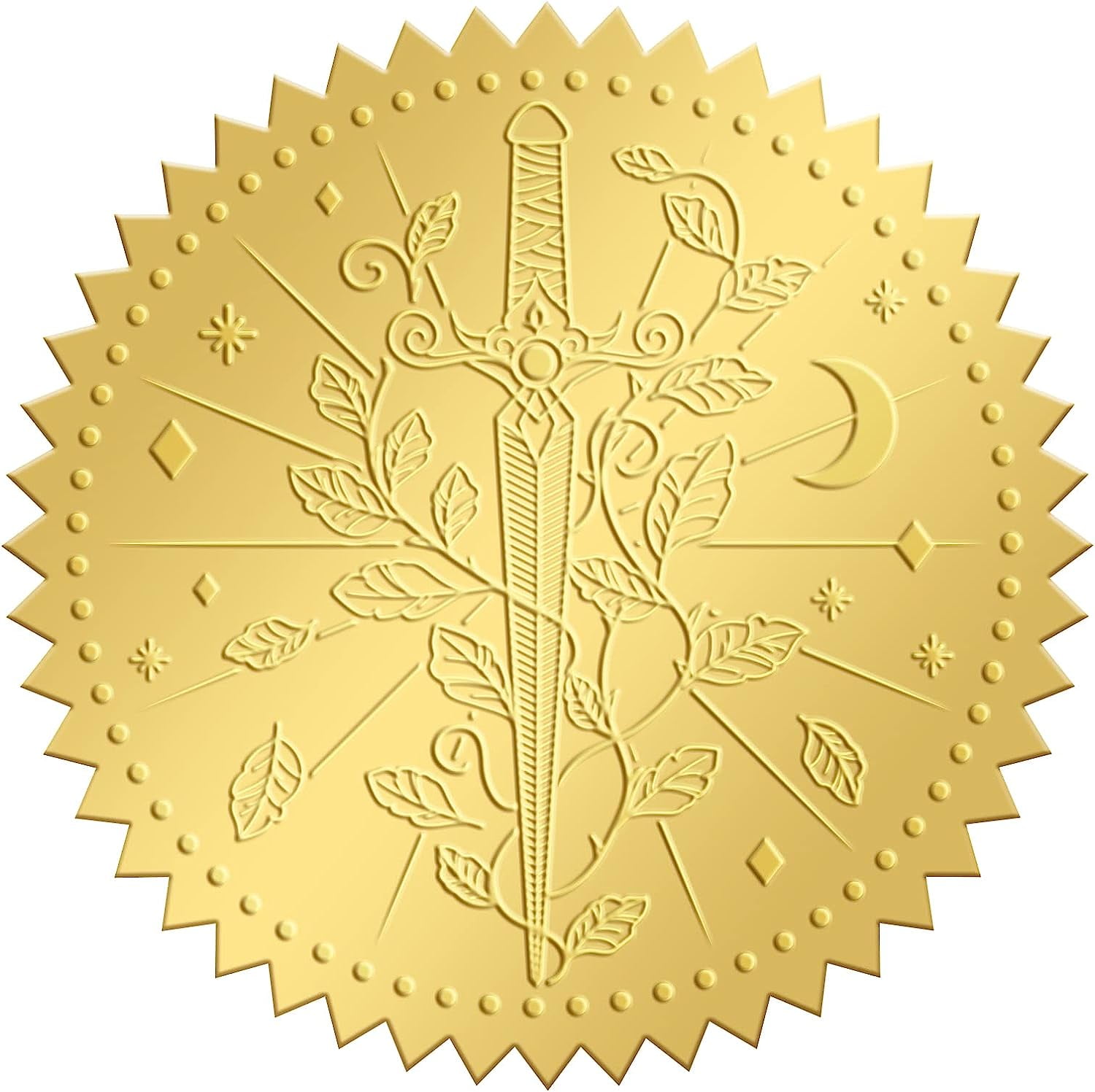 100PCS Gold Foil Stickers Sword Embossed Certificate Seals Self ...
