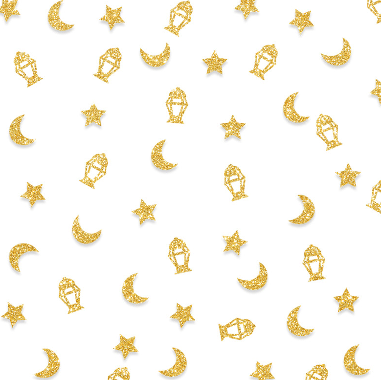100PCS Gold Glitter Confetti, Star Moon and Lantern Shapes, Ramadan Eid ...