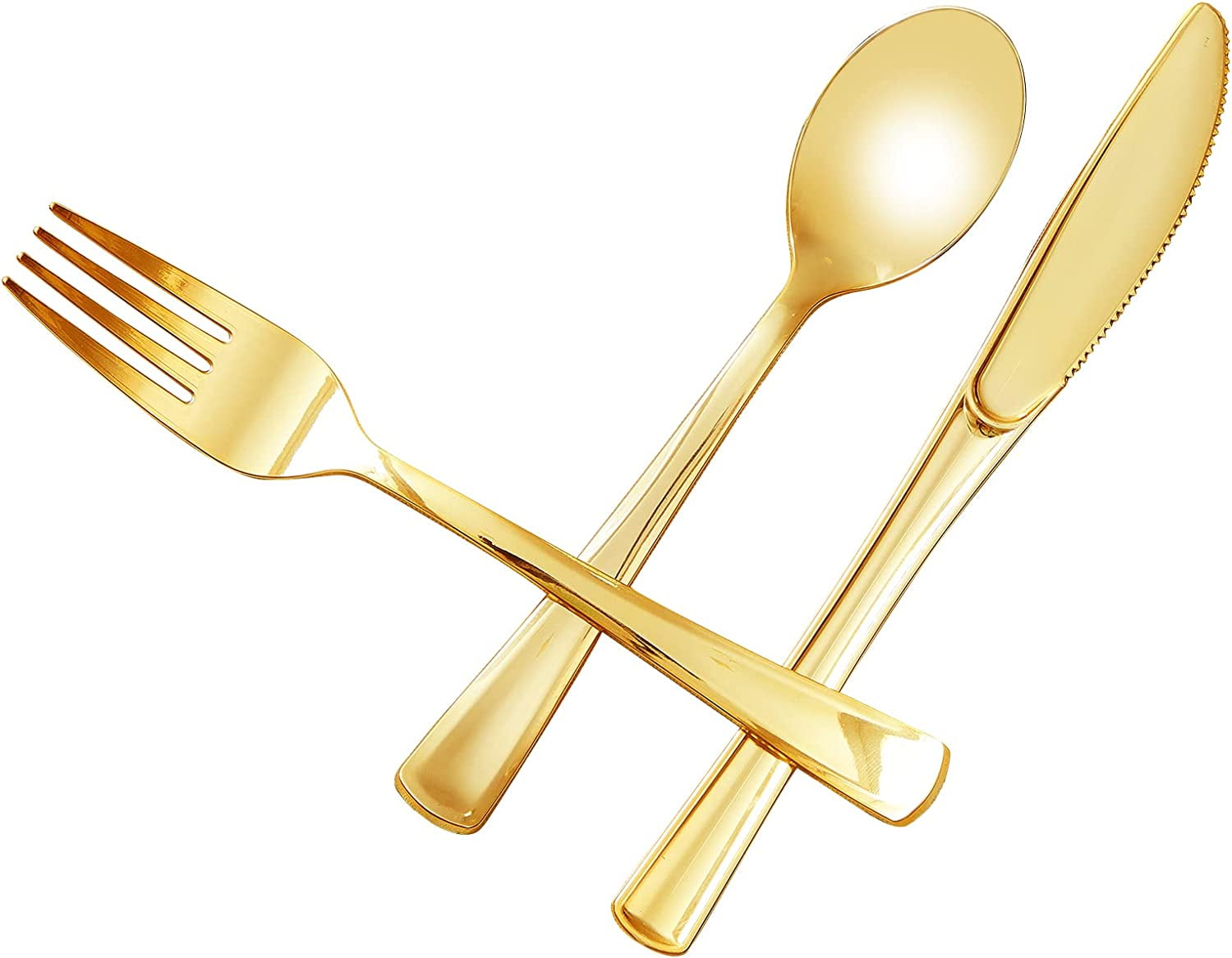 100PCS Gold Plastic Silverware - Gold Plastic Cutlery Set Disposable ...