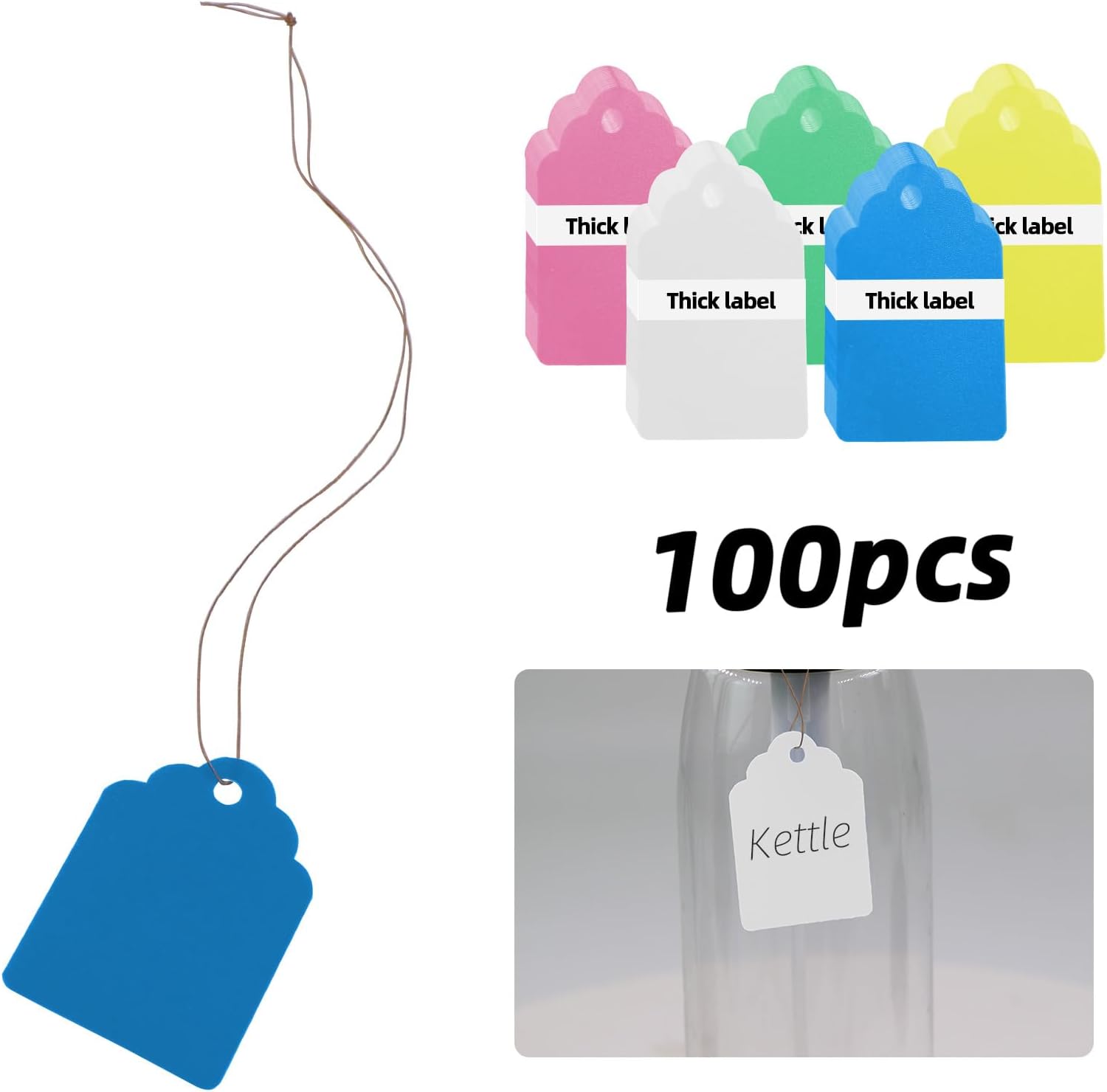 100PCS Hanging Plant Tags with String Colorful Plastic PVC Garden Label ...
