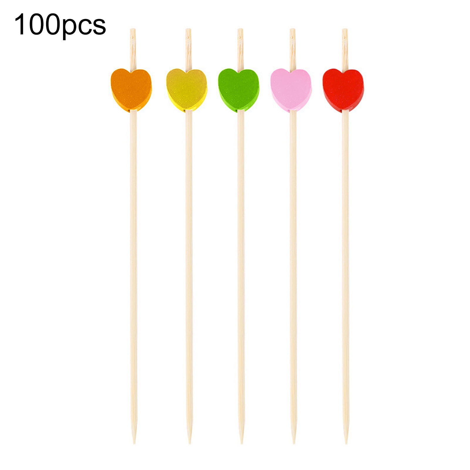 100PCS Heart Shaped Appetizer Toothpicks 4.7" Long Cute Bamboo ...