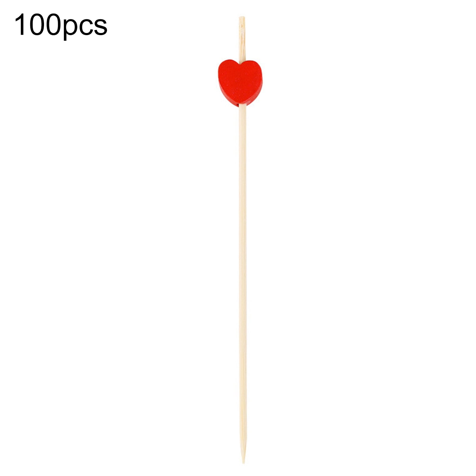100PCS Heart Shaped Appetizer Toothpicks 4.7" Long Cute Bamboo ...