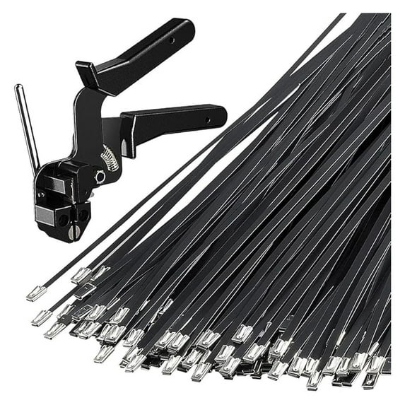 100PCS Heavy-Duty Metal Zip Ties with Cable Tie Gun for Fastening and ...