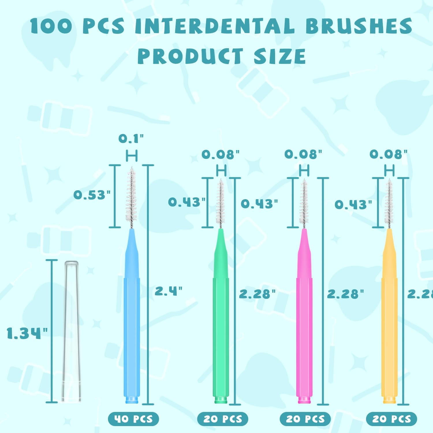 100PCS Interdental Brushes Between Teeth for Braces, Flossers Brush ...