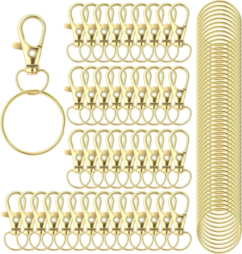 100PCS Keychain Hooks with Key RingsÔºåMetal Swivel Lobster Claw Clasps ...
