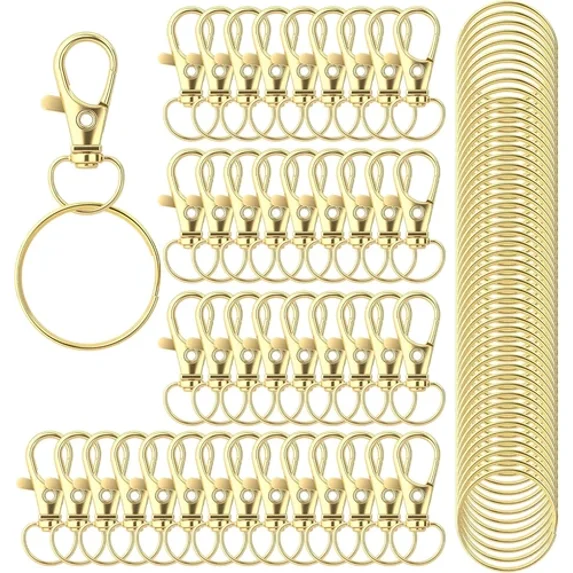 100PCS Keychain Hooks with Key RingsÔºåMetal Swivel Lobster Claw Clasps ...