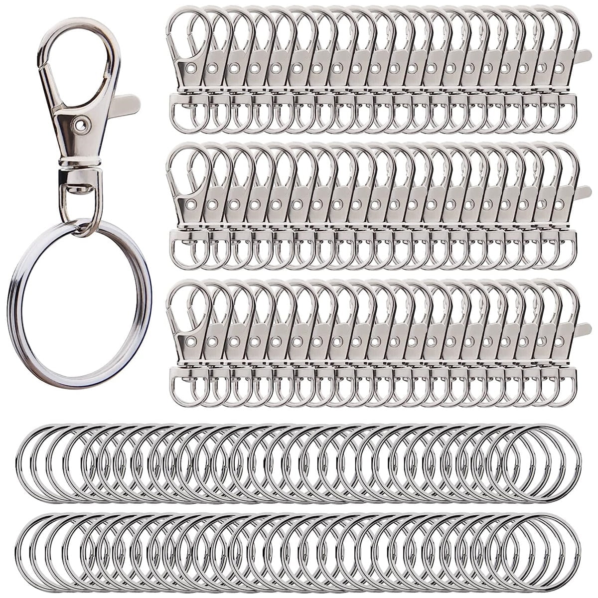 100PCS Keychain Hooks with Key Rings,.Metal Swivel Lobster Claw Clasps ...